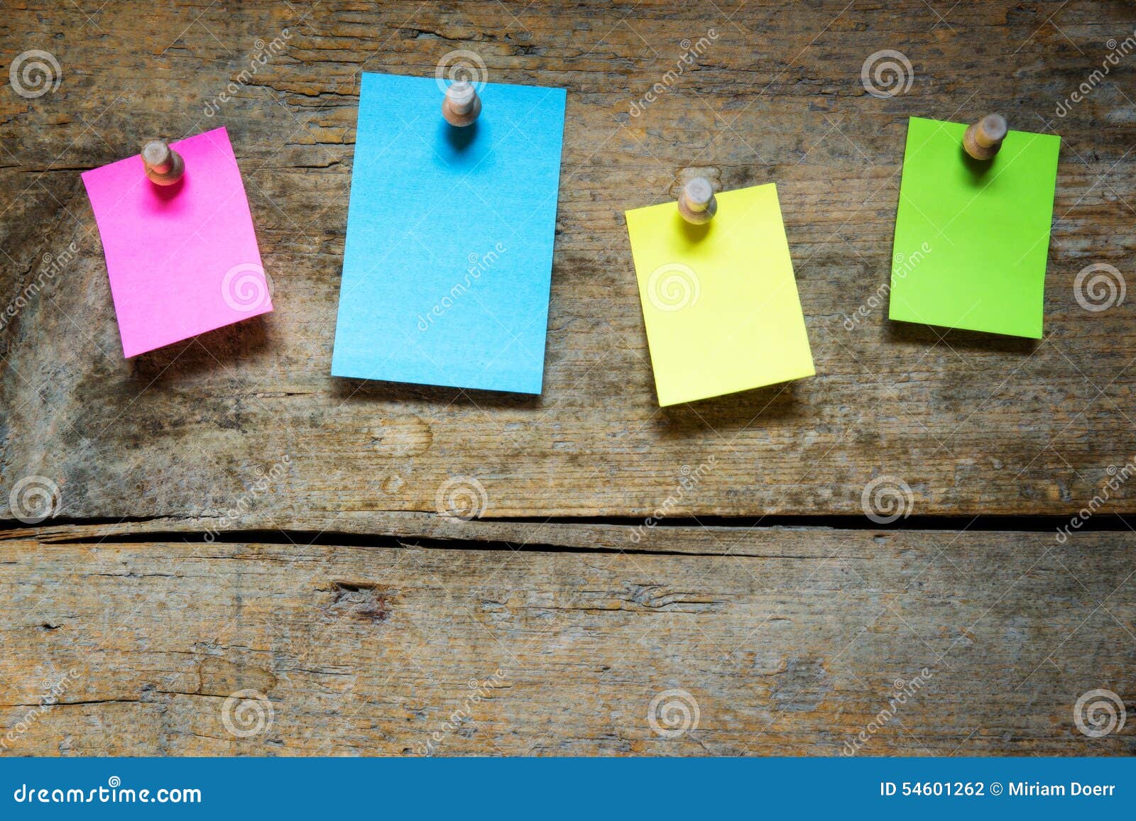 Notice Board with Four Blank Notes Stock Photo - Image of business ...