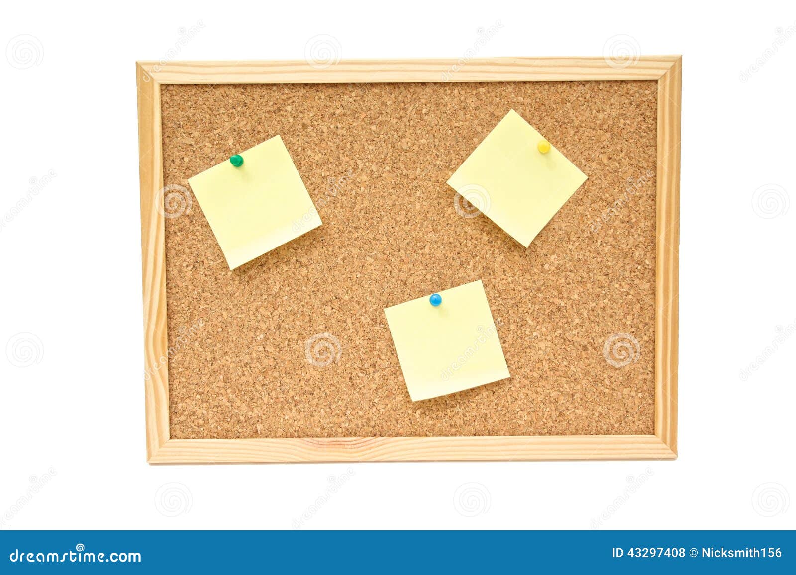 Notice Board Isolated on White with Sticky Notes Stock Photo - Image of ...
