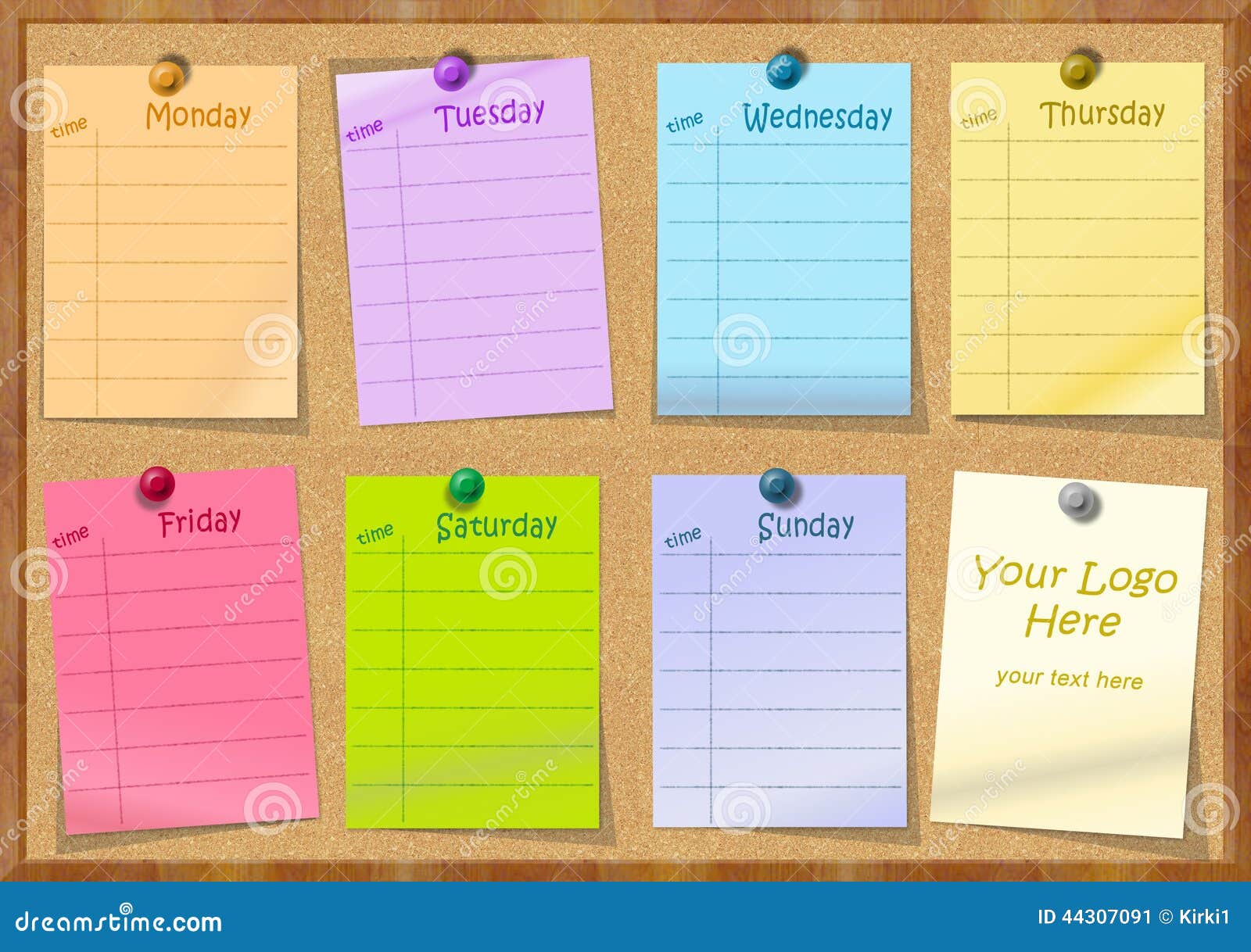 Notice board with post it stock image. Image of pink - 44307091