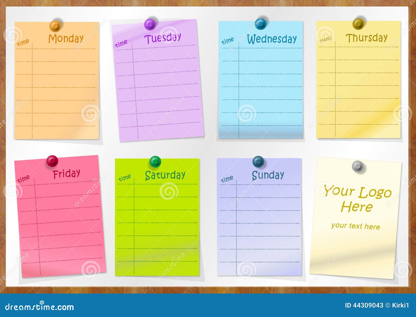 Notice board with post it stock image. Image of days - 44309043