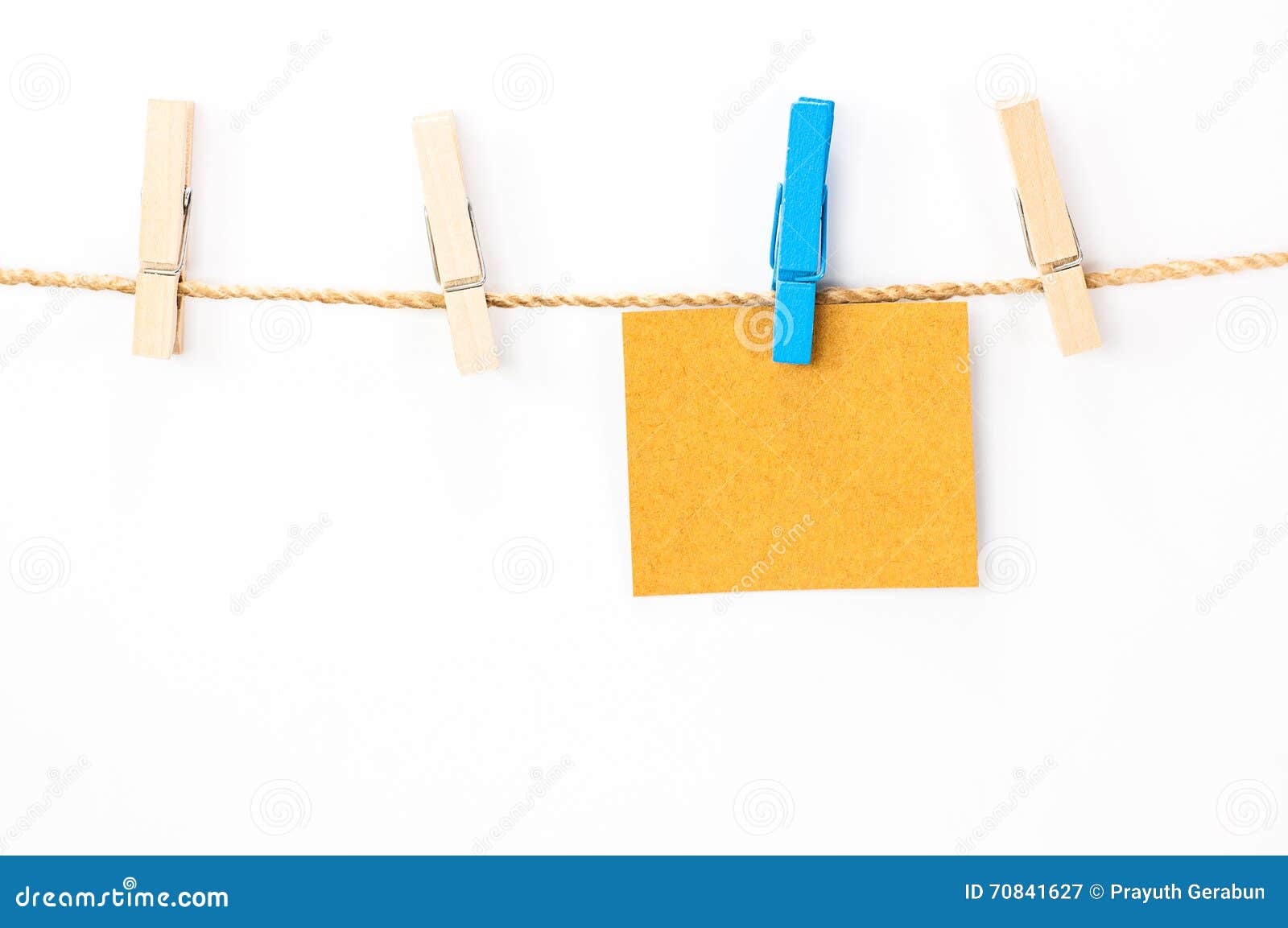 Notice Card, White Paper and Wood Clips Stock Image - Image of blue ...