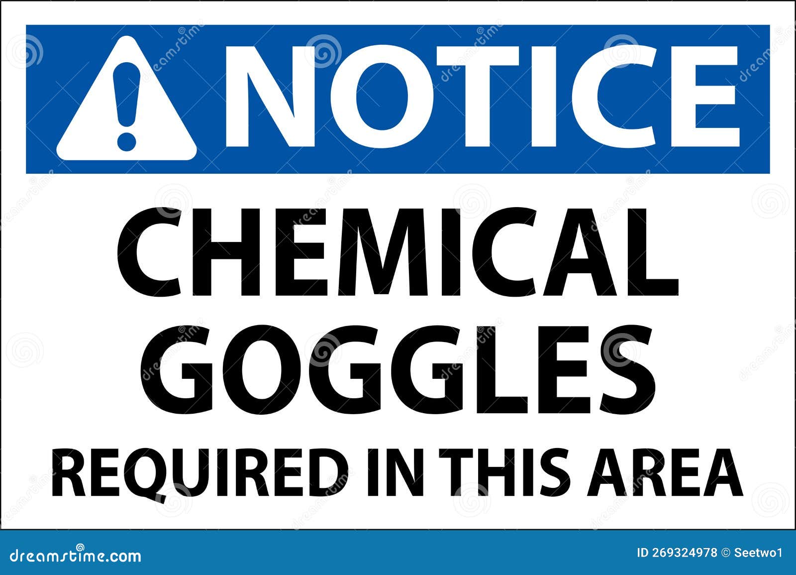Notice Chemical Goggles Required Sign on White Background Stock Vector ...