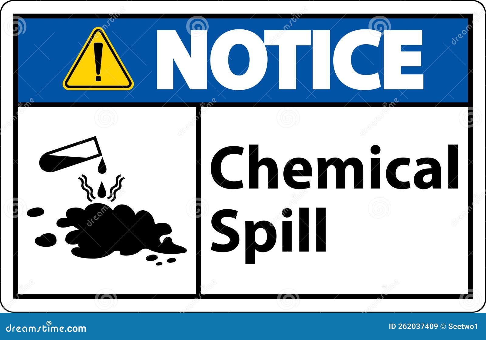 Notice Chemical Spill Sign on White Background Stock Vector ...