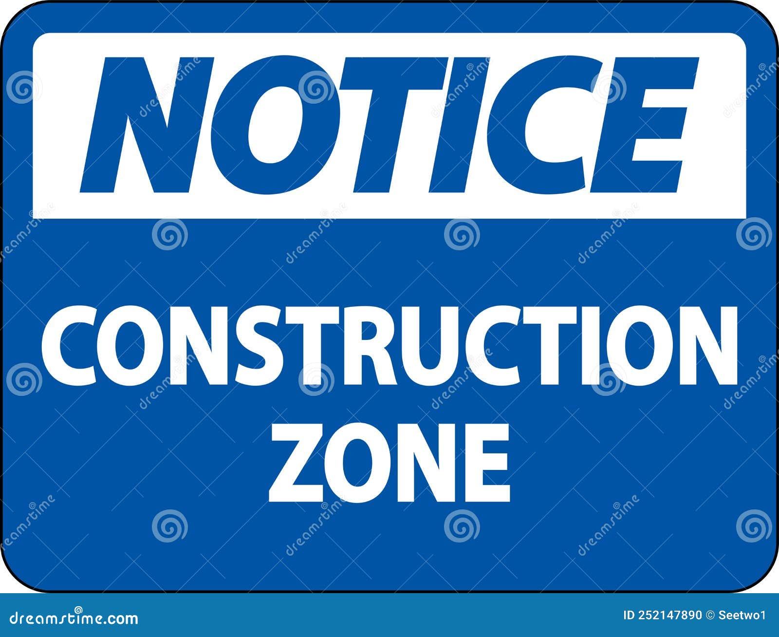 Notice Construction Zone Symbol Sign on White Background Stock Vector ...