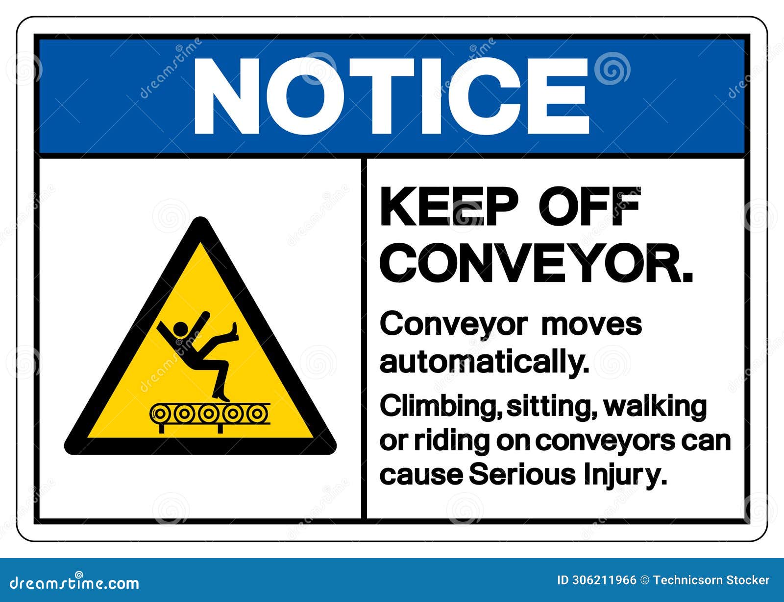 Notice Conyeyor Keep Off Symbol Sign, Vector Illustration, Isolate on ...