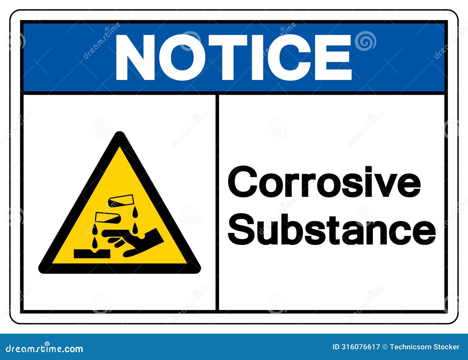 Notice Corrosive Substance Symbol ,Vector Illustration, Isolate on ...