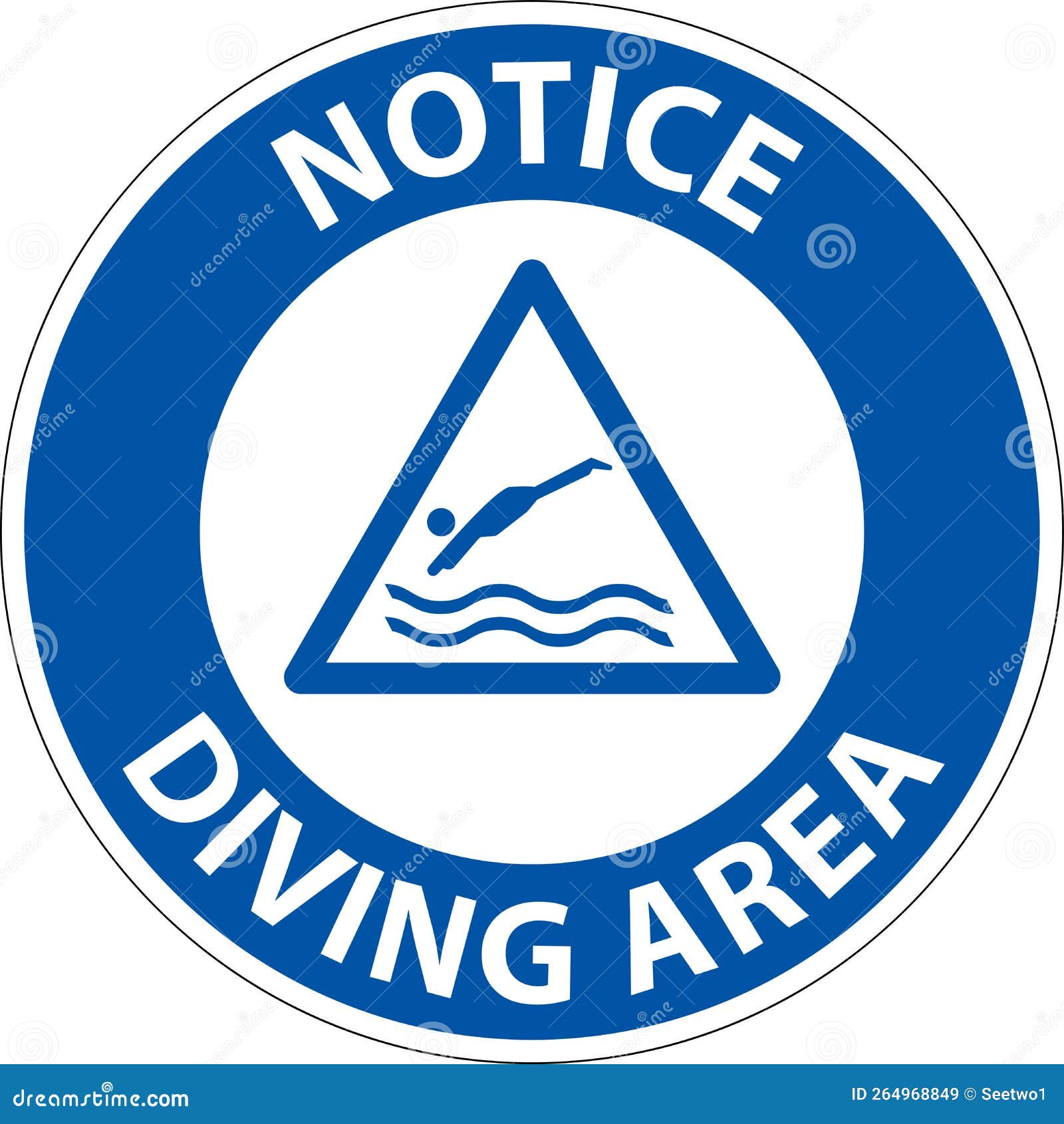 Notice Diving Area Hazard Sign on White Background Stock Vector ...