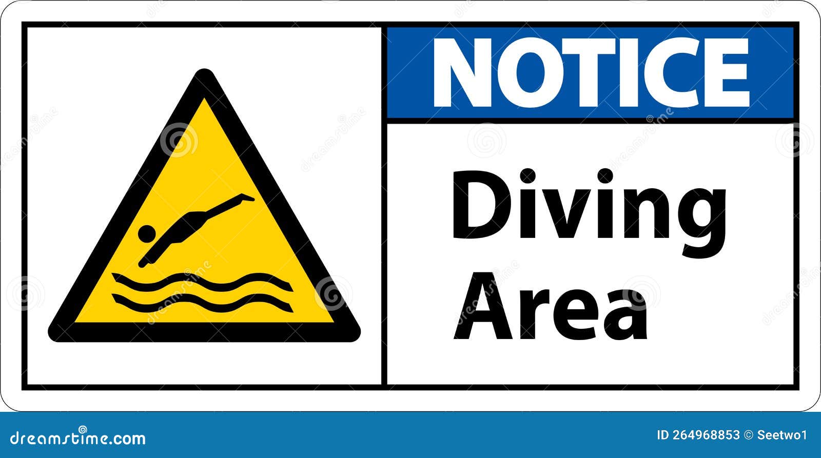 Notice Diving Area Hazard Sign on White Background Stock Vector ...
