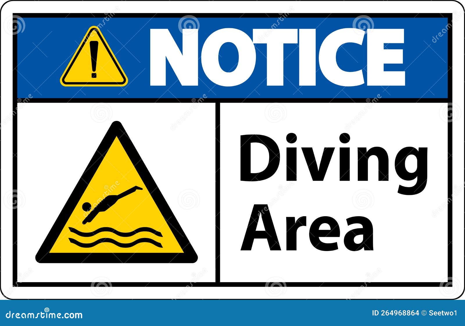 Notice Diving Area Hazard Sign on White Background Stock Vector ...