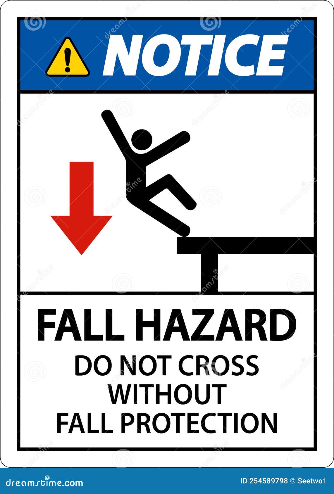 Notice Do Not Cross without Fall Protection Sign on White Background ...