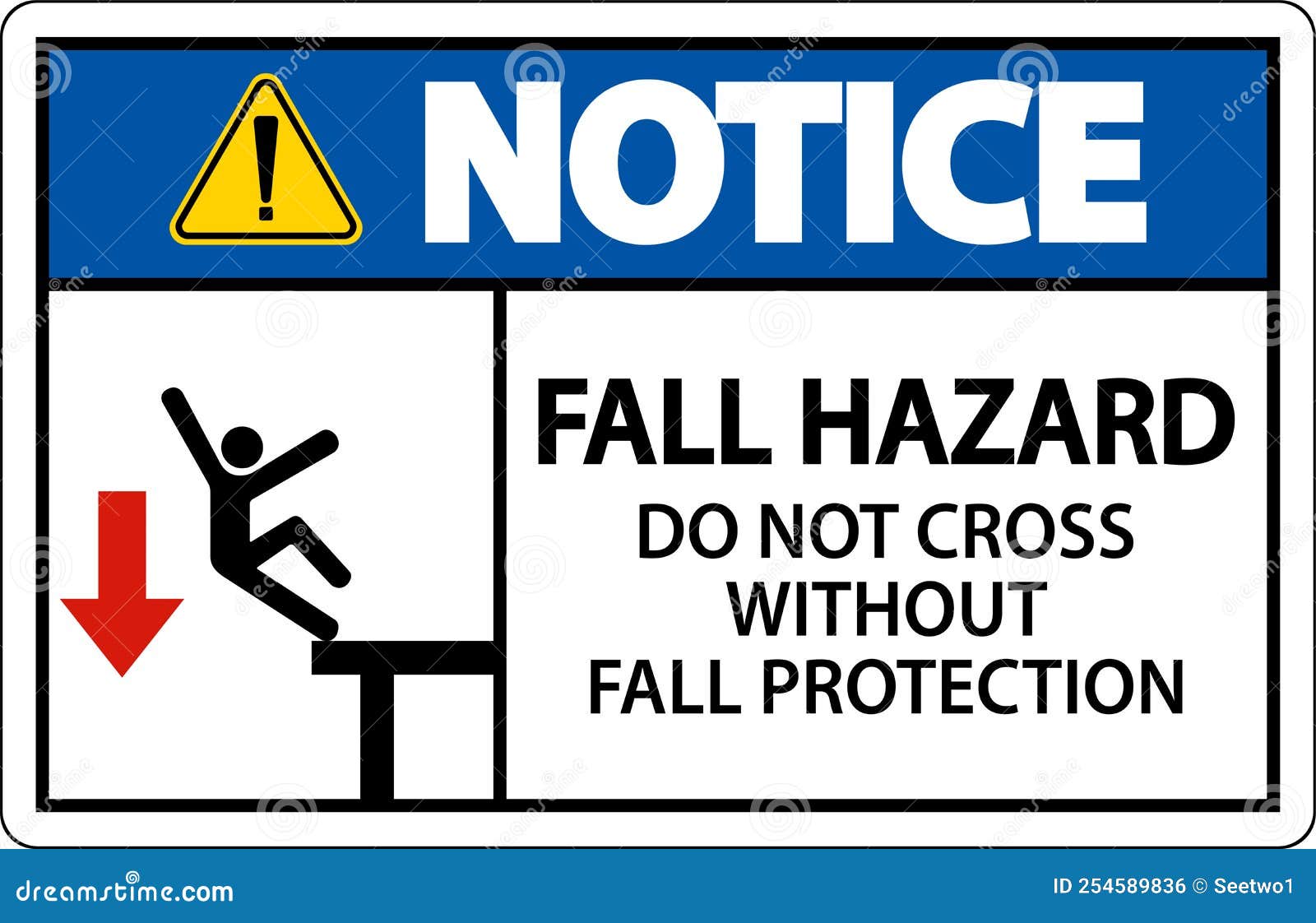 Notice Do Not Cross without Fall Protection Sign on White Background ...