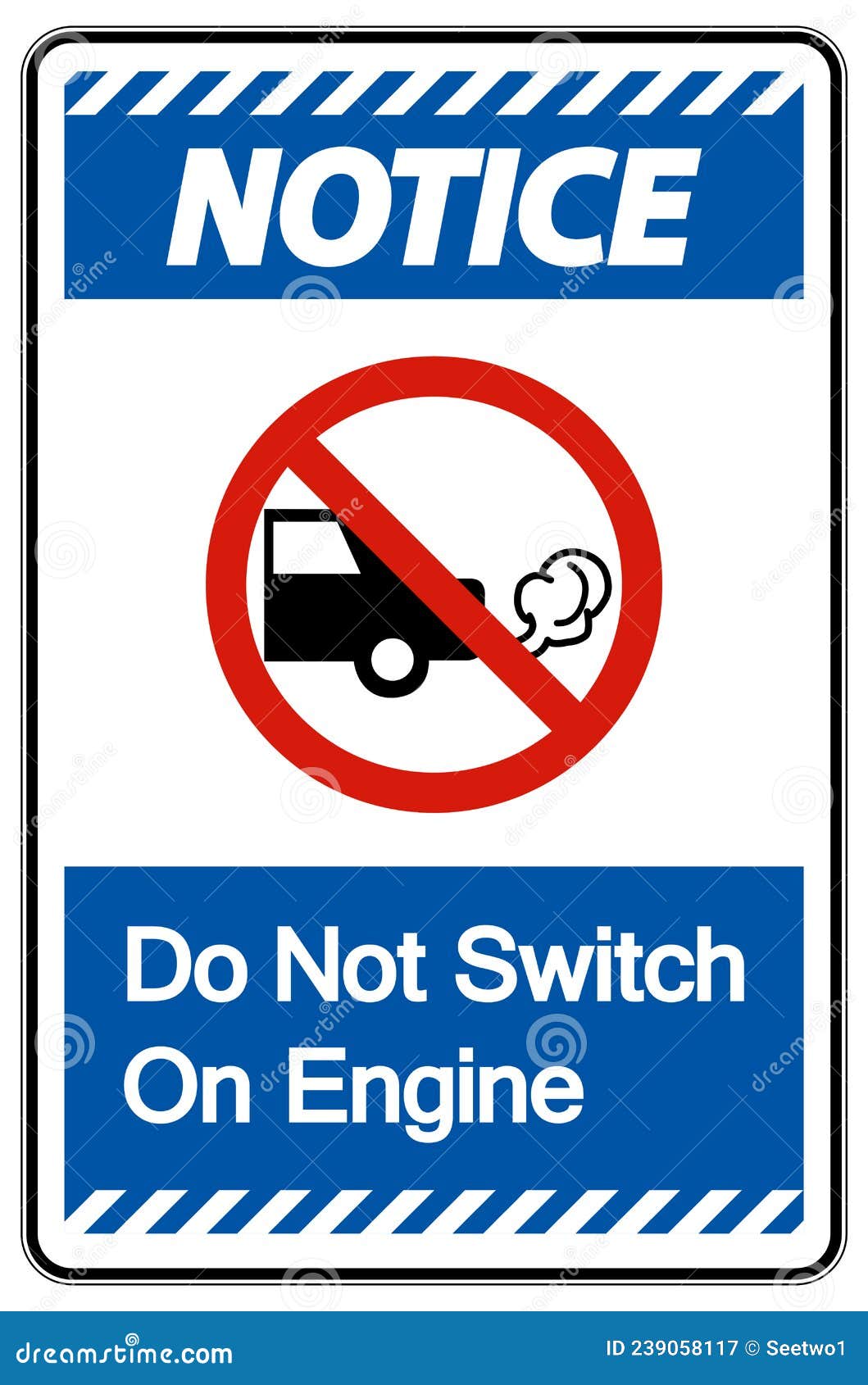 Notice Do Not Switch on Engine Sign on White Background Stock Vector ...