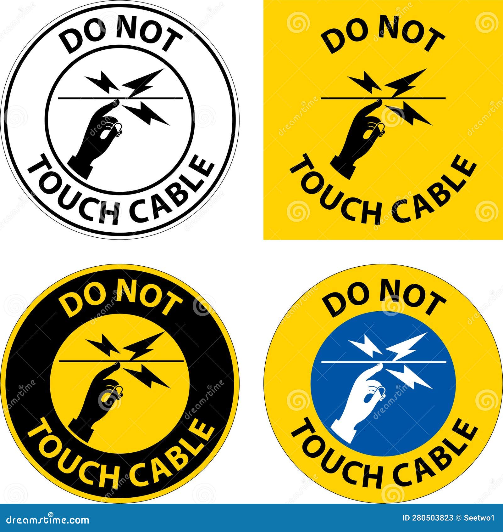 Notice Do Not Touch Cable Sign on White Background Stock Vector ...