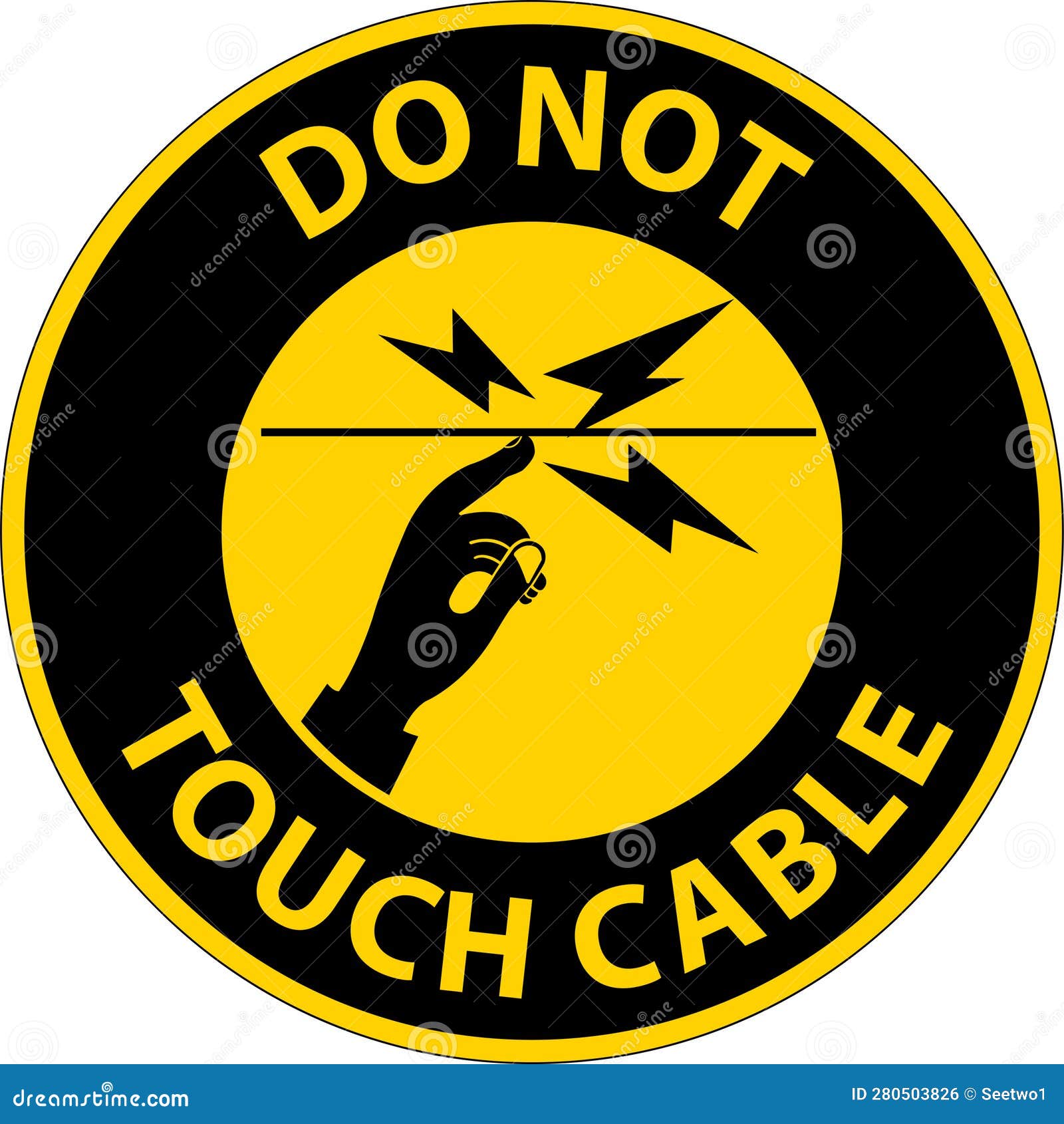 Notice Do Not Touch Cable Sign on White Background Stock Vector ...