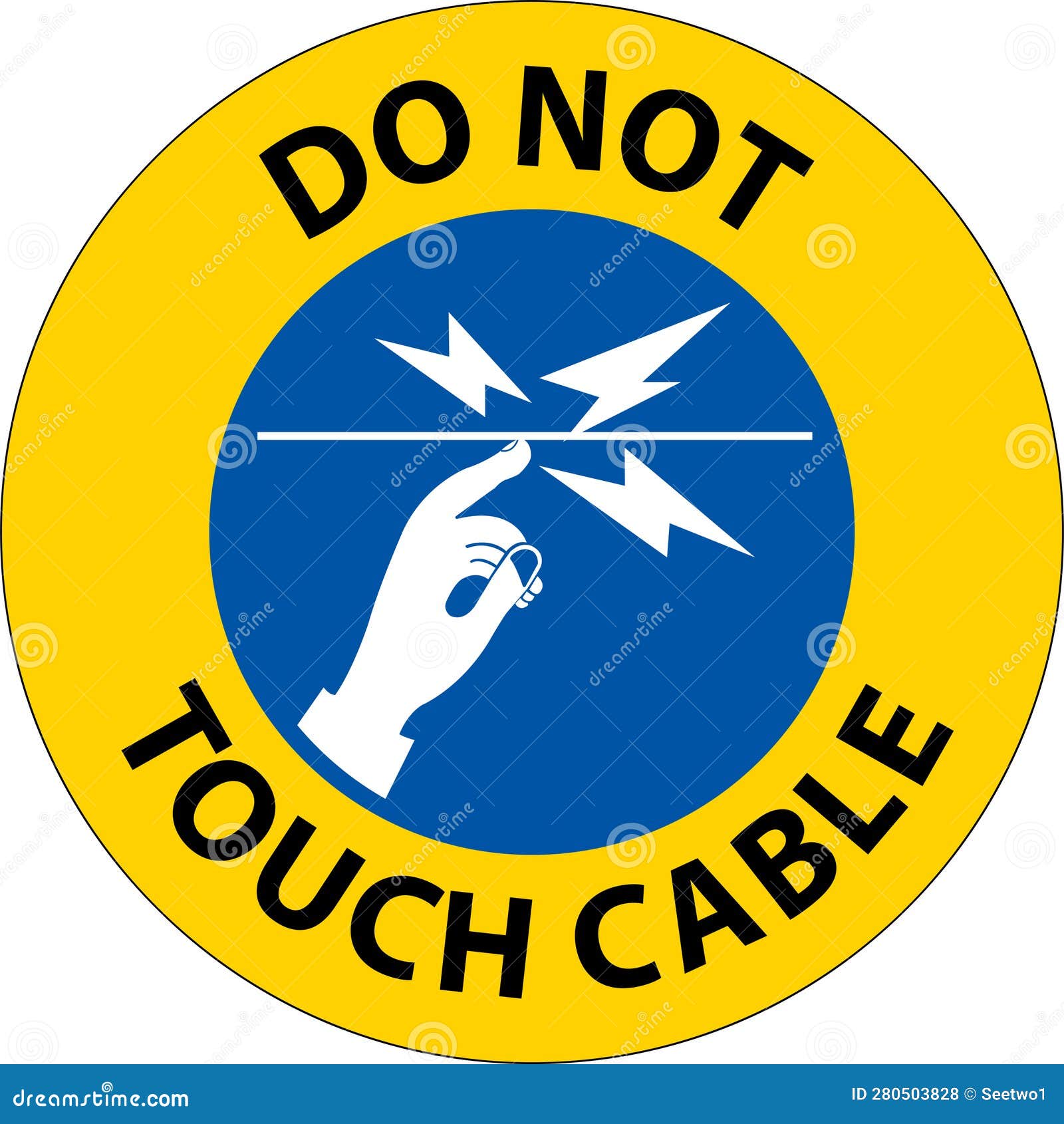 Notice Do Not Touch Cable Sign on White Background Stock Vector ...