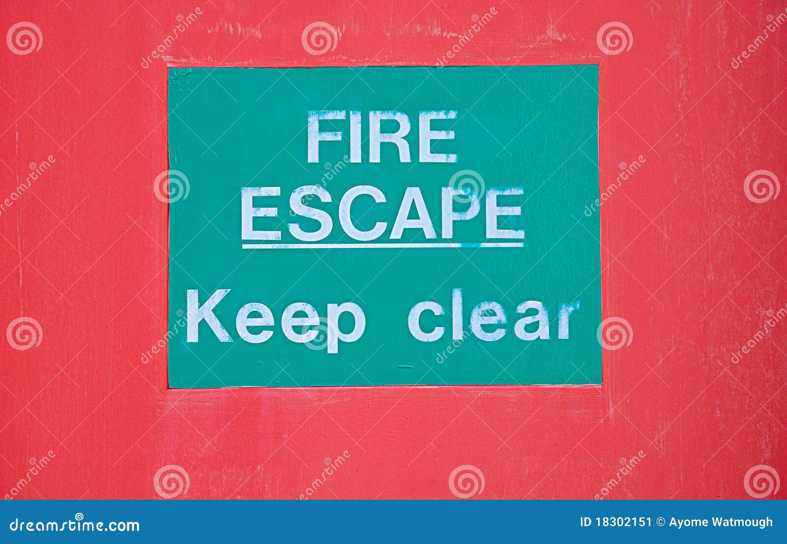 Notice on Door: Fire Escape. Stock Image - Image of clear, green: 18302151
