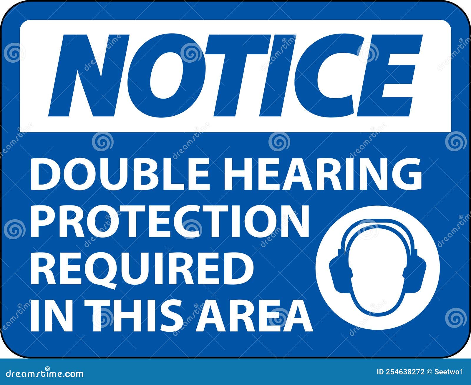 Notice Double Hearing Protection Sign on White Background Stock Vector ...