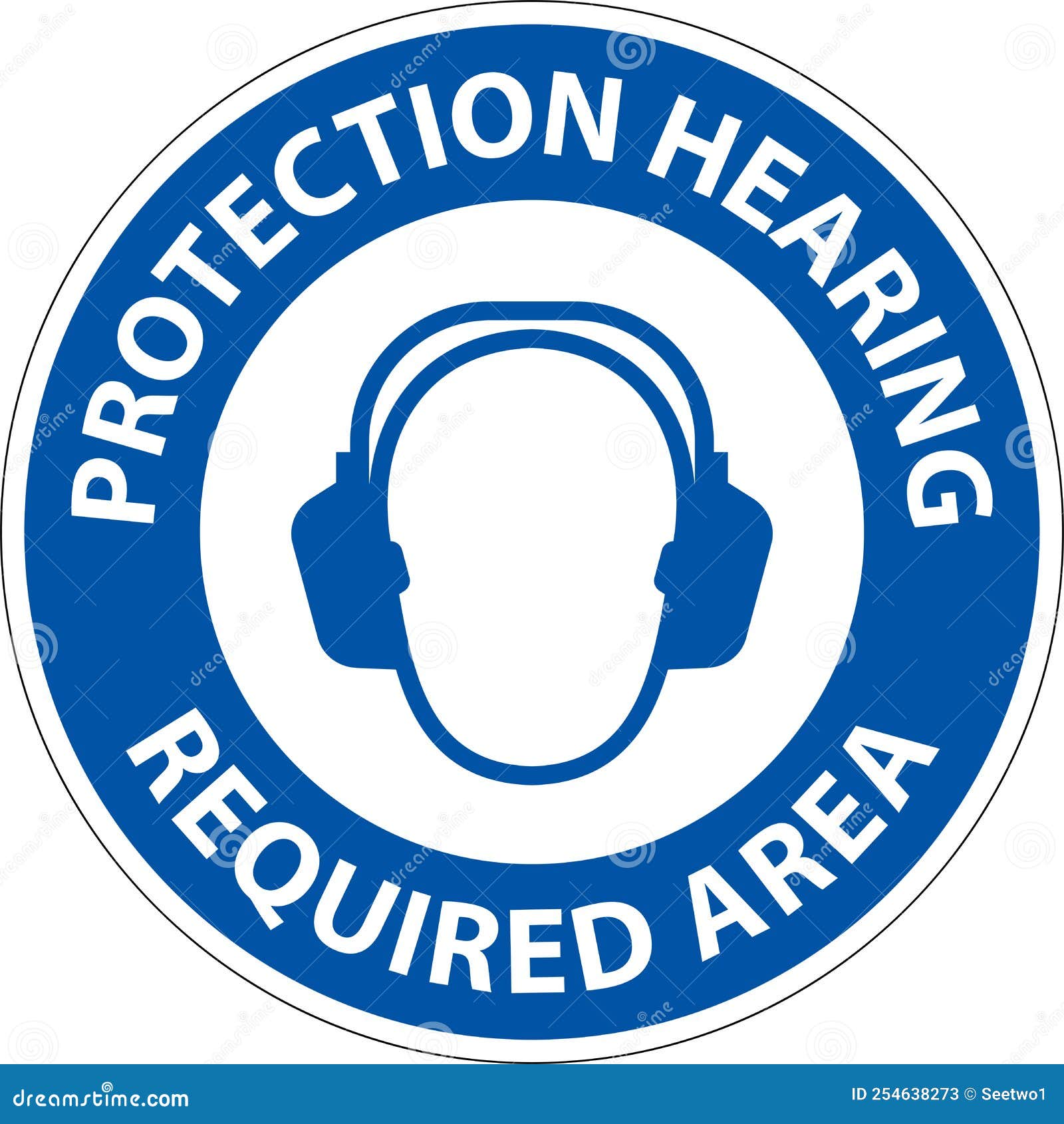 Notice Double Hearing Protection Sign On White Background Stock Vector