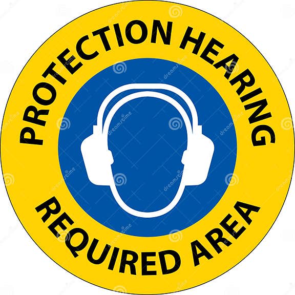 Notice Double Hearing Protection Sign On White Background Stock Vector