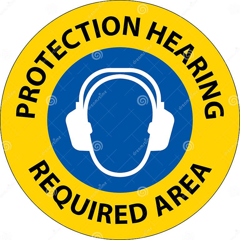 Notice Double Hearing Protection Sign On White Background Stock Vector