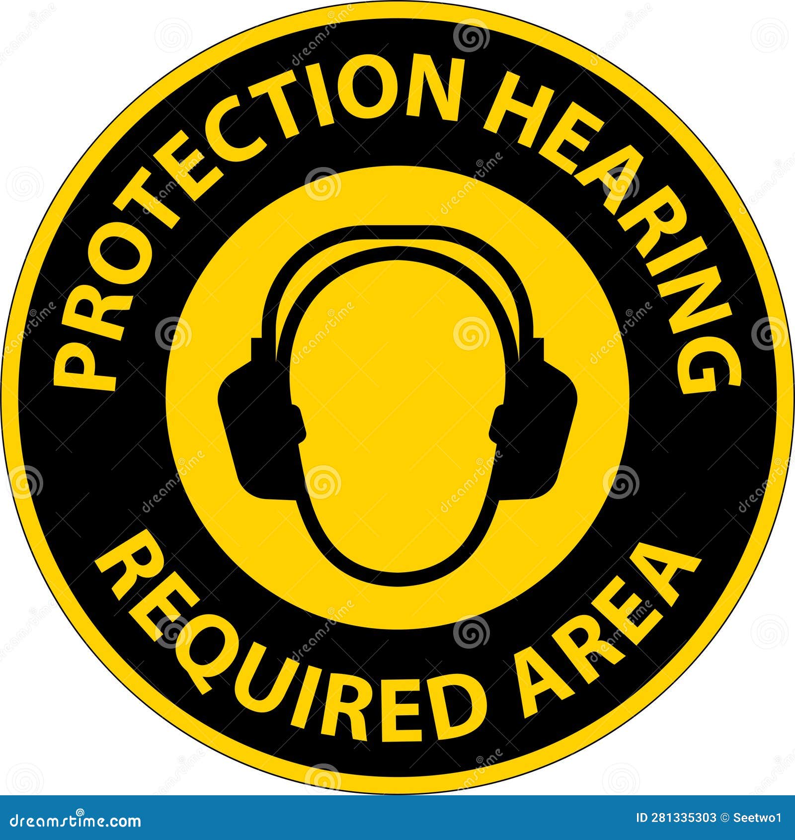 Notice Double Hearing Protection Sign On White Background Stock Vector