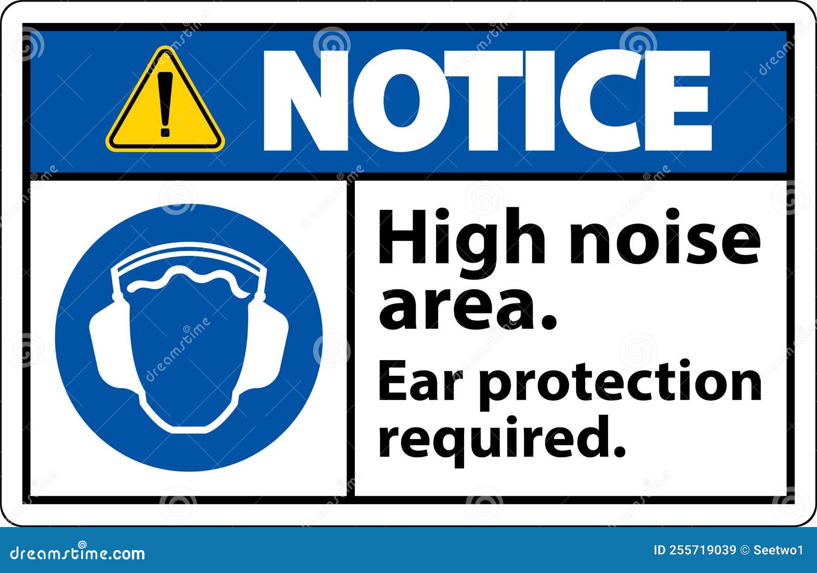 Notice Ear Protection Required Sign on White Background Stock Vector ...