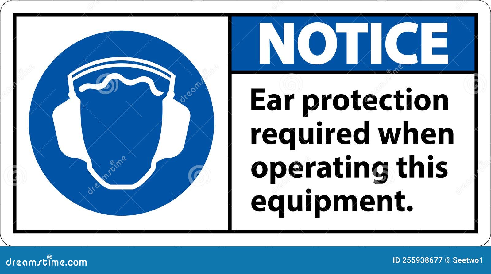 Notice Ear Protection Required Sign on White Background Stock Vector ...