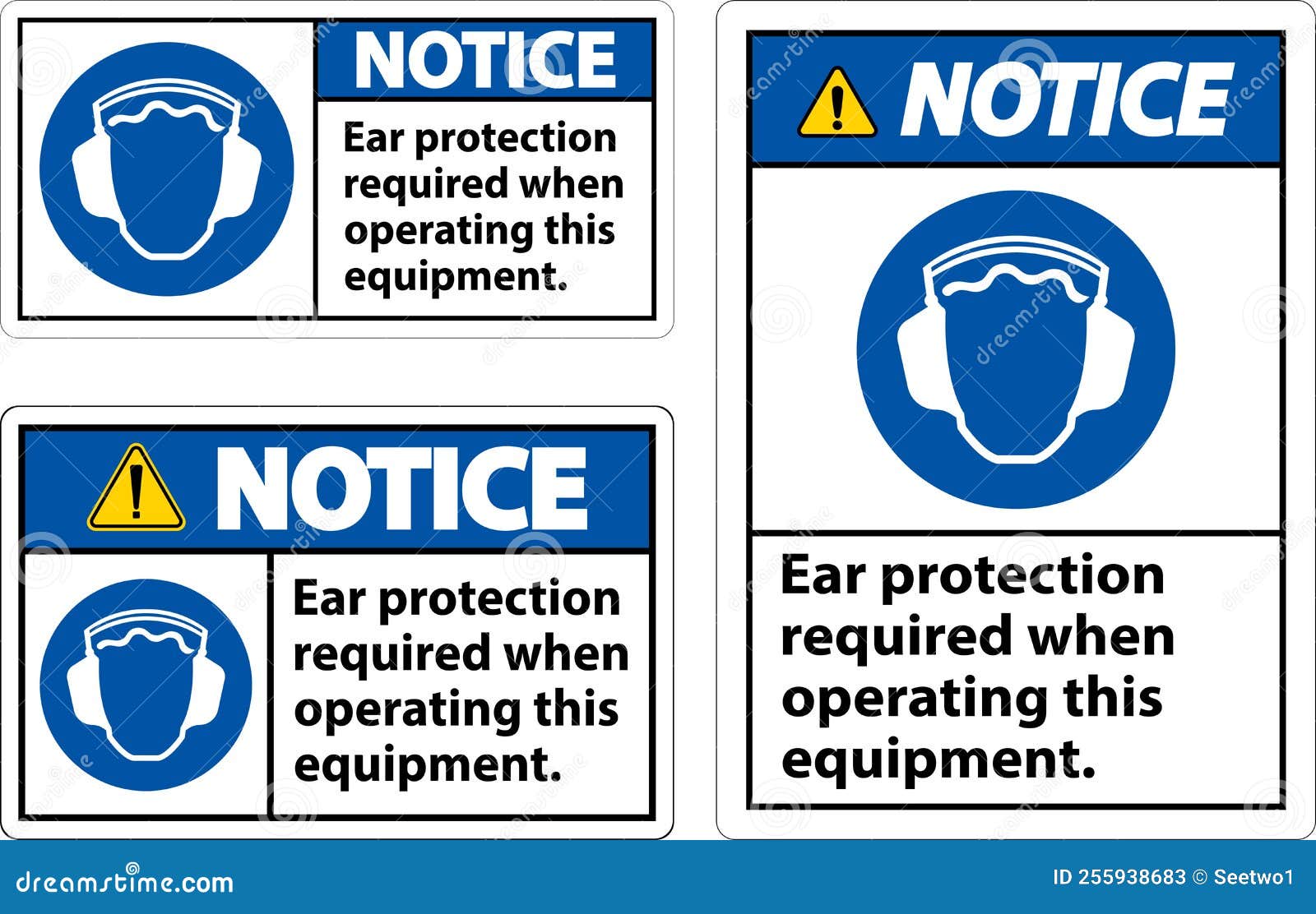 Notice Ear Protection Required Sign on White Background Stock Vector ...