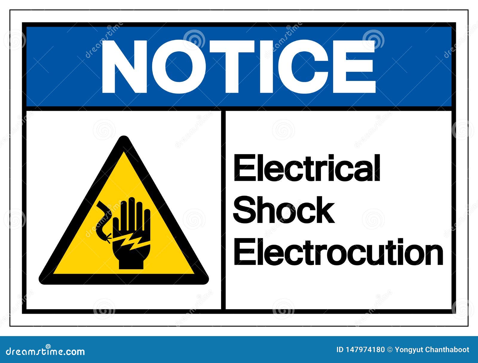 Notice Electrical Shock Electrocution Symbol Sign, Vector Illustration ...