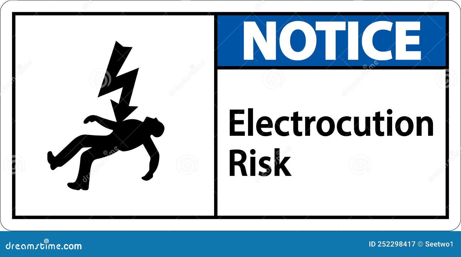 Notice Electrocution Risk Sign on White Background Stock Vector ...