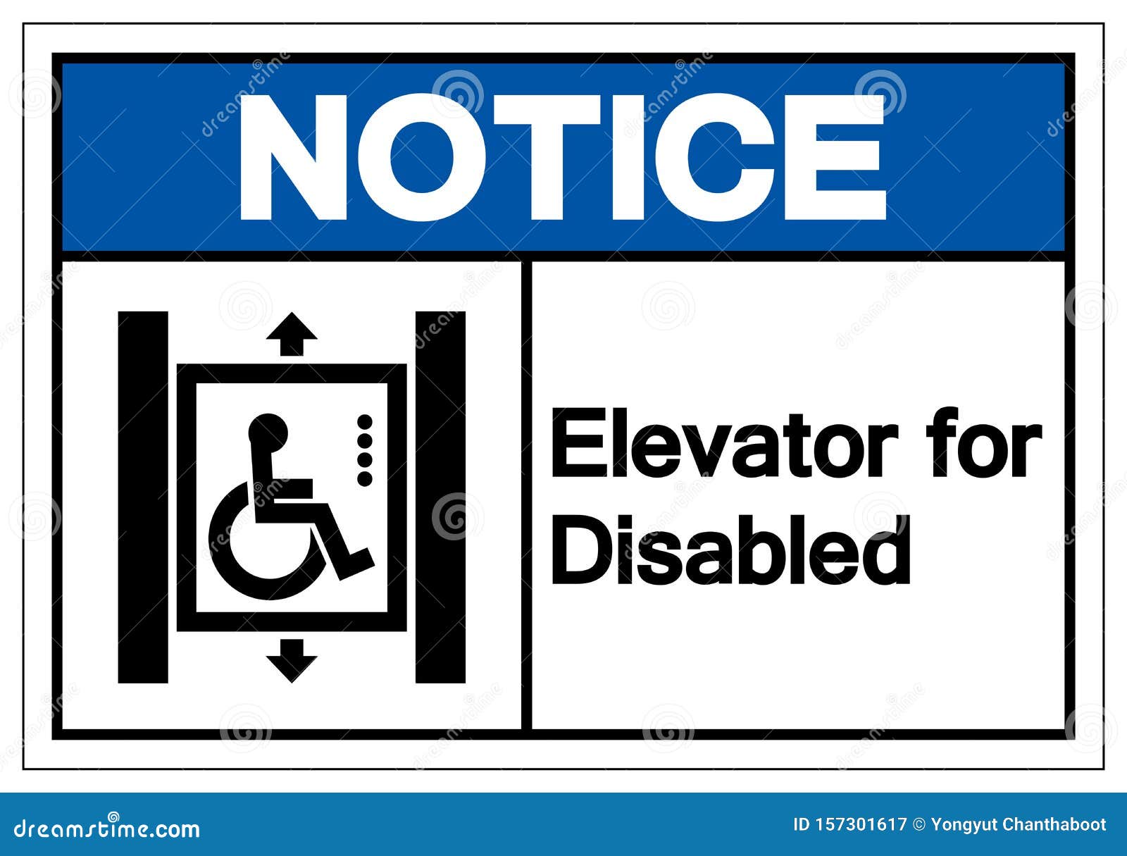 Notice Elevator for Disabled Symbol Sign, Vector Illustration, Isolated ...