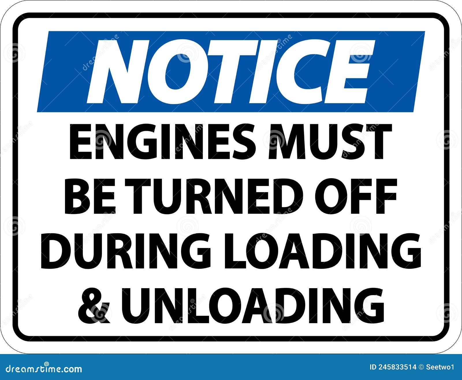 Notice Engines Must Be Turned Off Sign on White Background Stock Vector ...