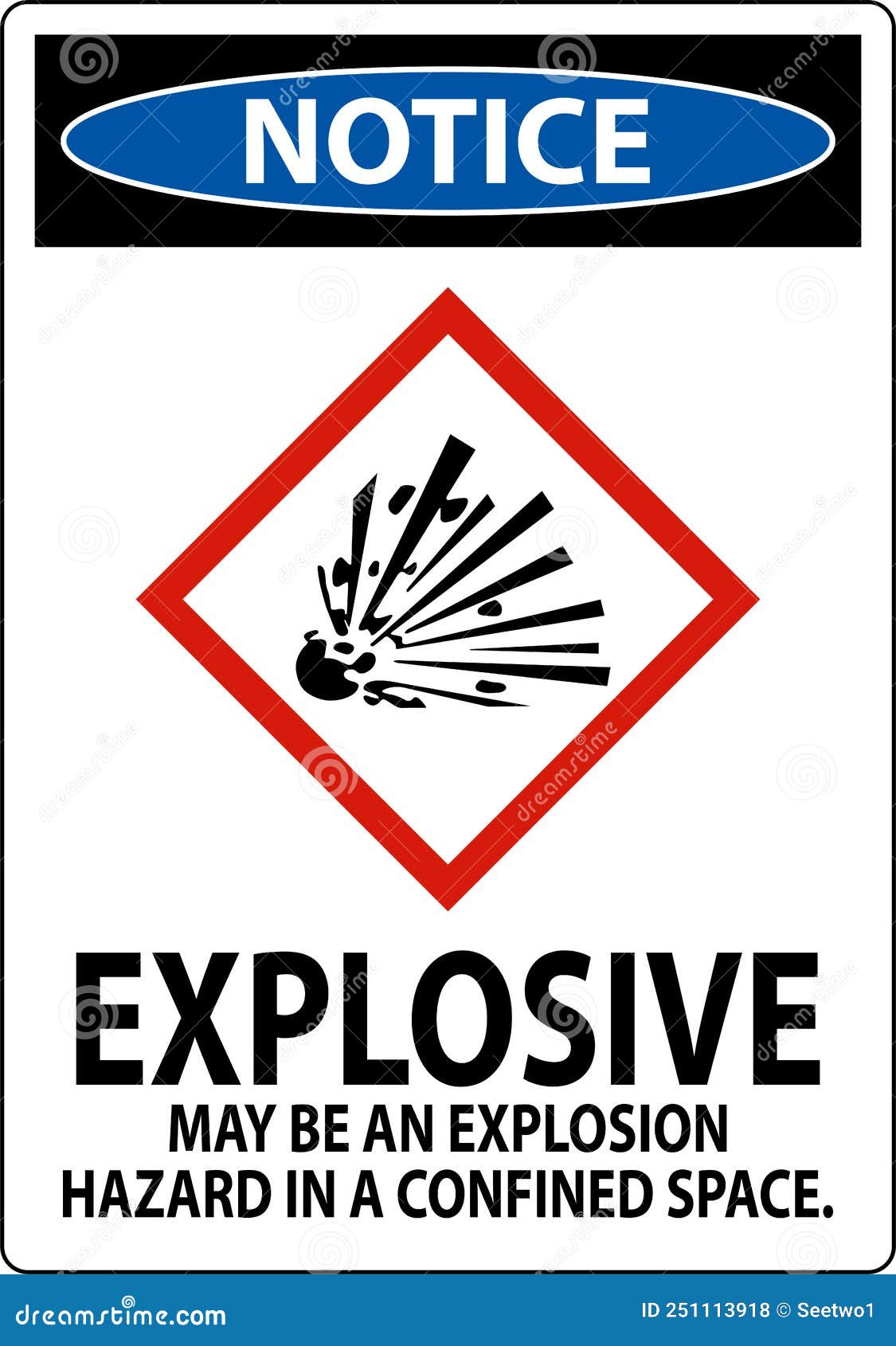 Notice Explosive GHS Sign on White Background Stock Vector ...