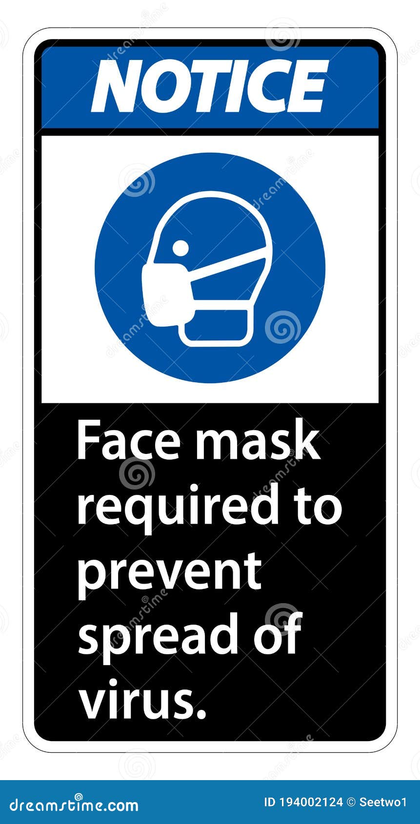 Notice Face Mask Required Symbol Sign,Vector Illustration, Isolated On ...