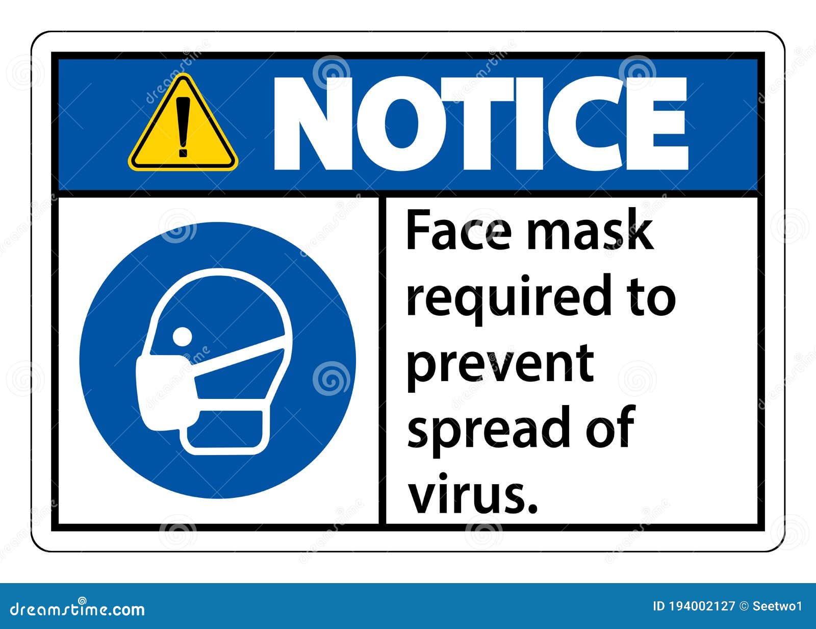 Notice Face Mask Required Symbol Sign,Vector Illustration, Isolated On ...
