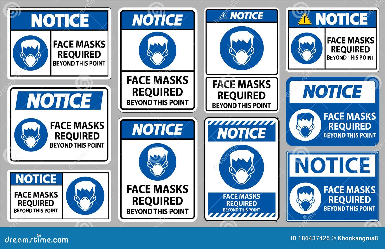 Notice Face Shield Must Be Worn Sign On White Background Cartoon Vector ...