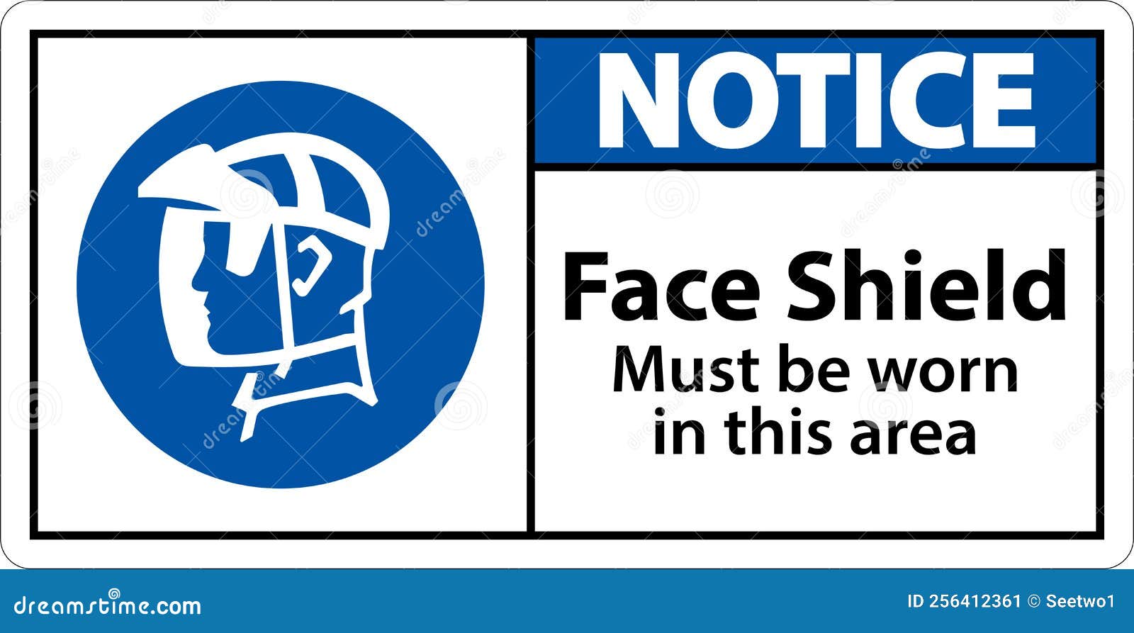 Notice Face Shield Must Be Worn Sign on White Background Stock Vector ...