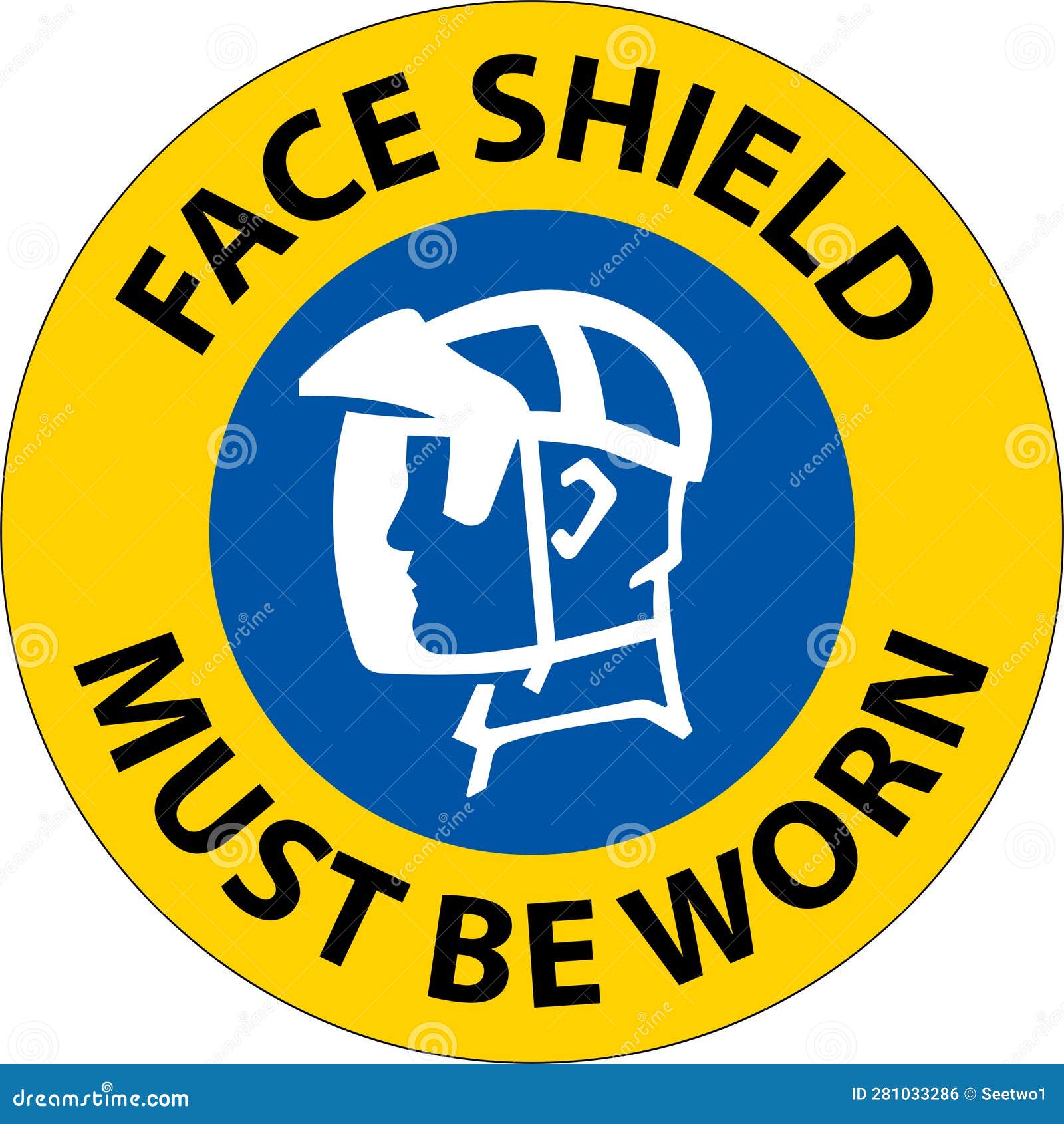Notice Face Shield Must Be Worn Sign on White Background Stock Vector ...