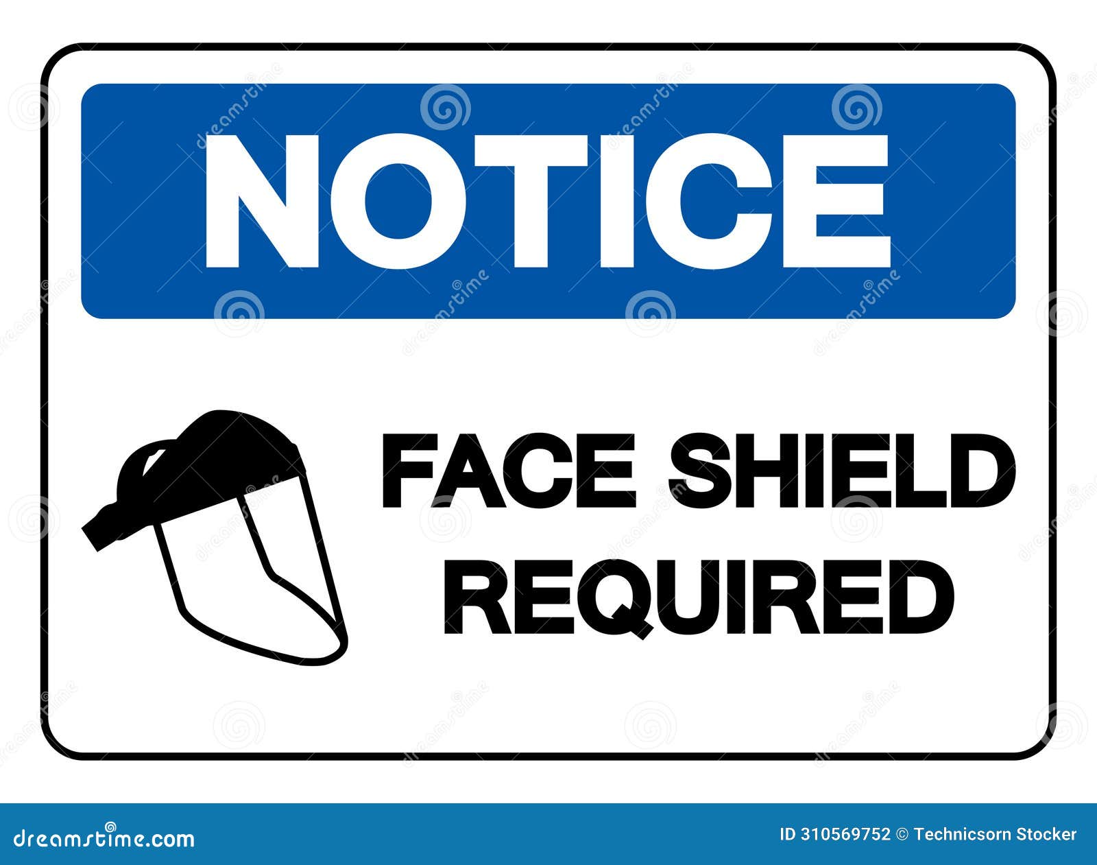 Notice Face Shield Required Symbol Sign ,Vector Illustration, Isolate ...