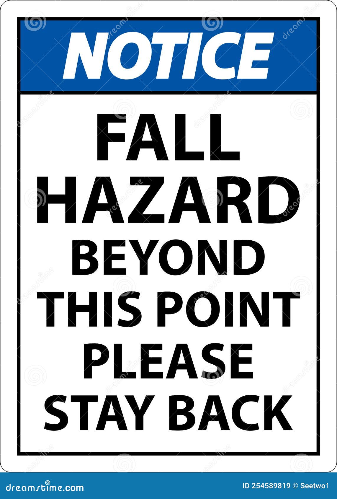 Notice Fall Hazard Beyond this Point Sign on White Background Stock ...