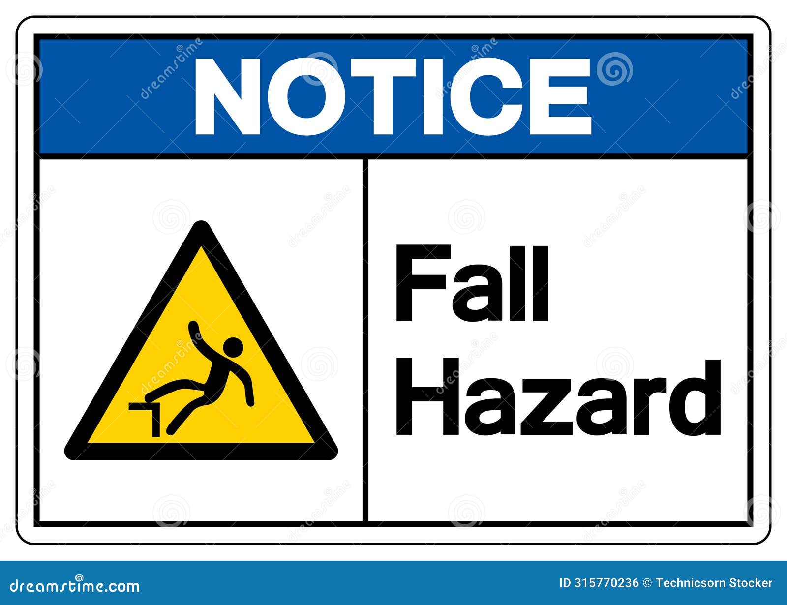 Notice Fall Hazard Symbol, Vector Illustration, Isolate on White ...