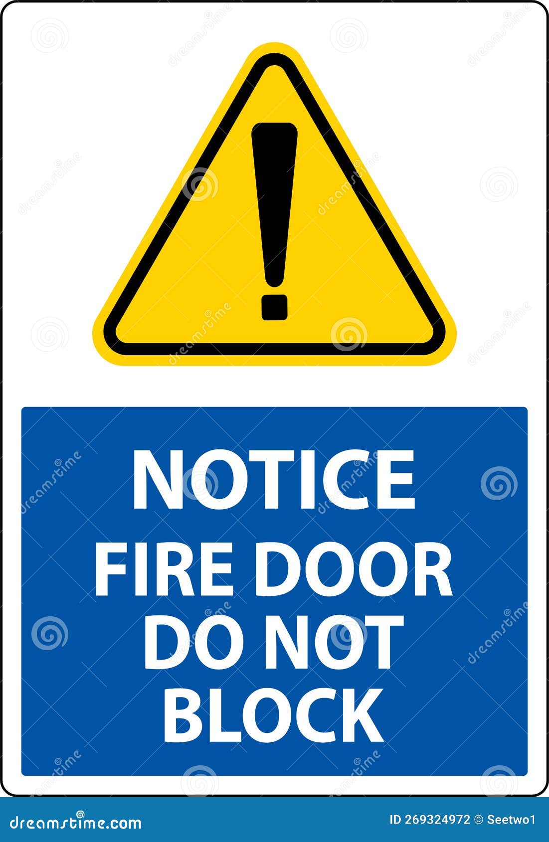 Notice Fire Door Do Not Block Sign on White Background Stock Vector ...
