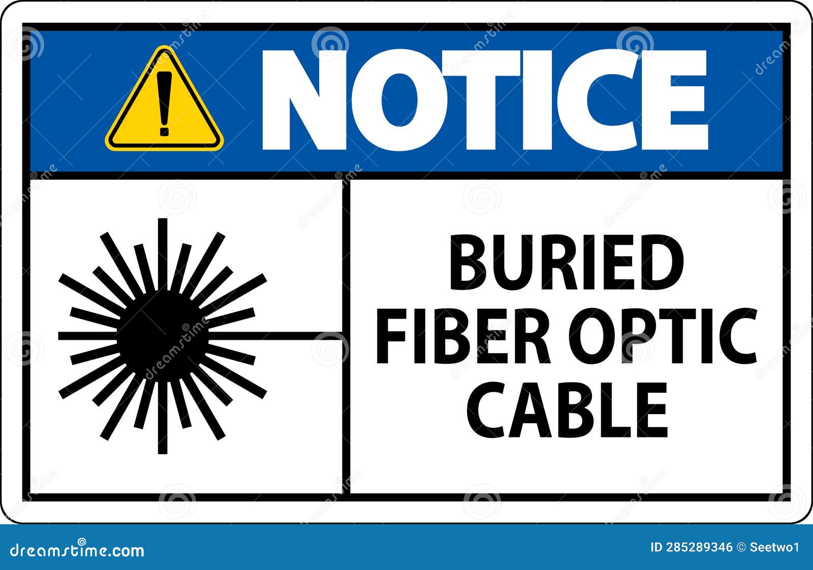 Notice First Sign, Buried Fiber Optic Cable Stock Vector - Illustration ...