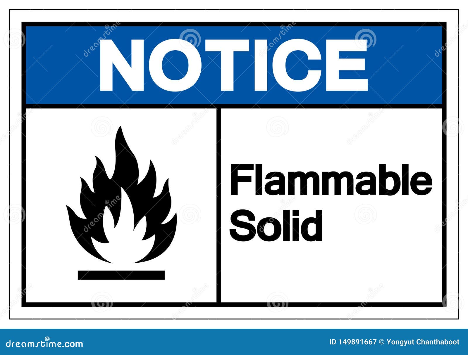 Notice Flammable Solid Symbol Sign ,Vector Illustration, Isolate on ...