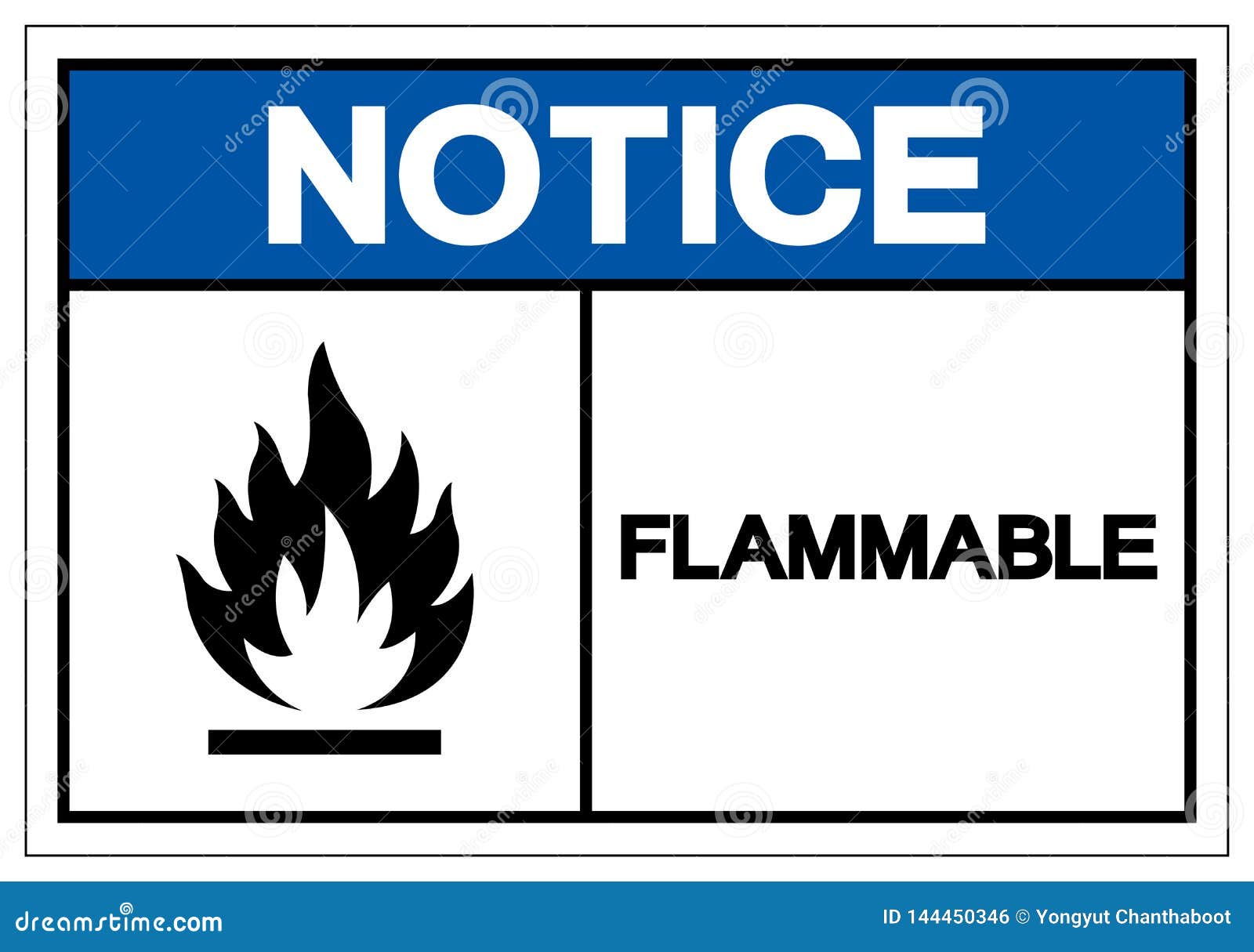 Notice Flammable Symbol Sign ,Vector Illustration, Isolate on White ...