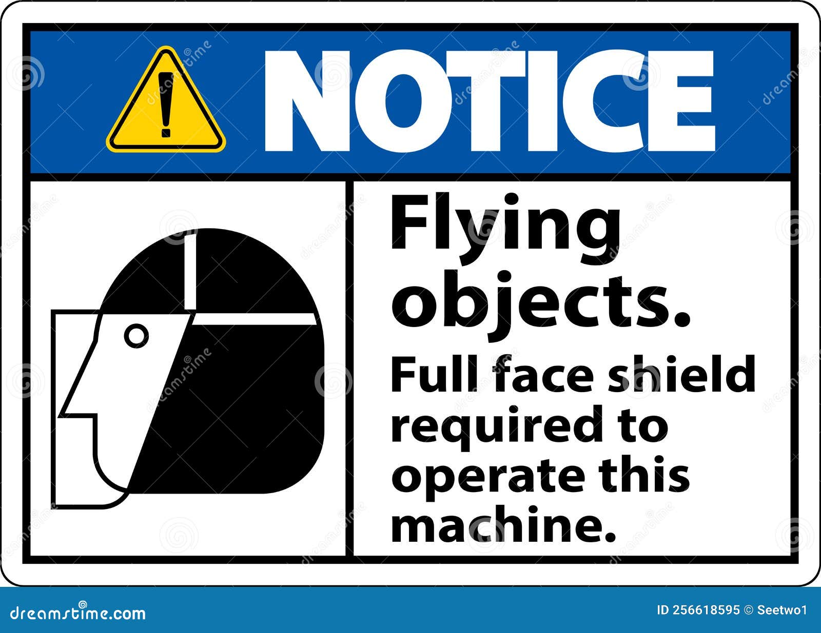 Notice Flying Object Face Shield Required Sign on White Background ...