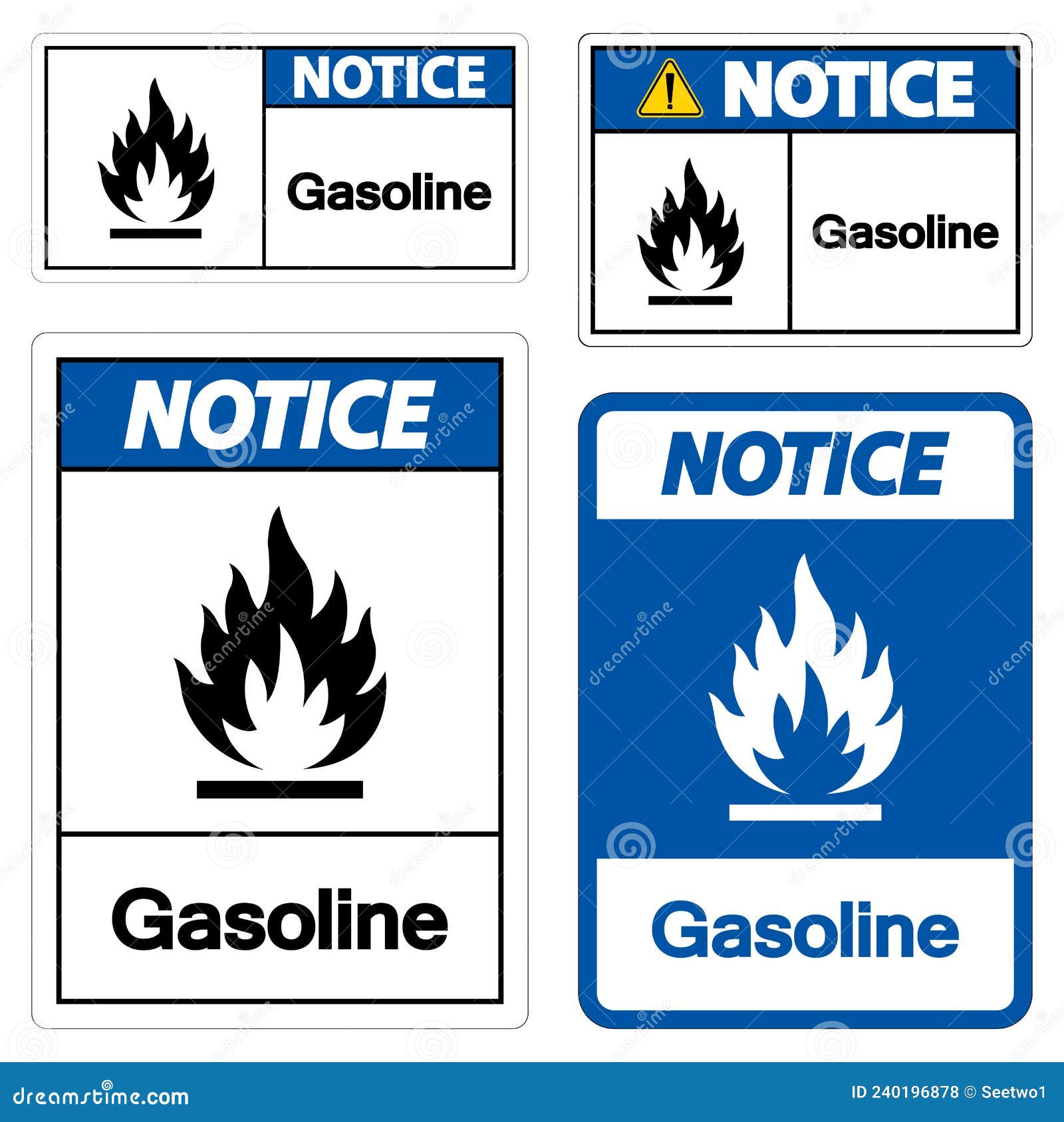 Notice Gasoline Symbol Sign on White Background Stock Vector ...