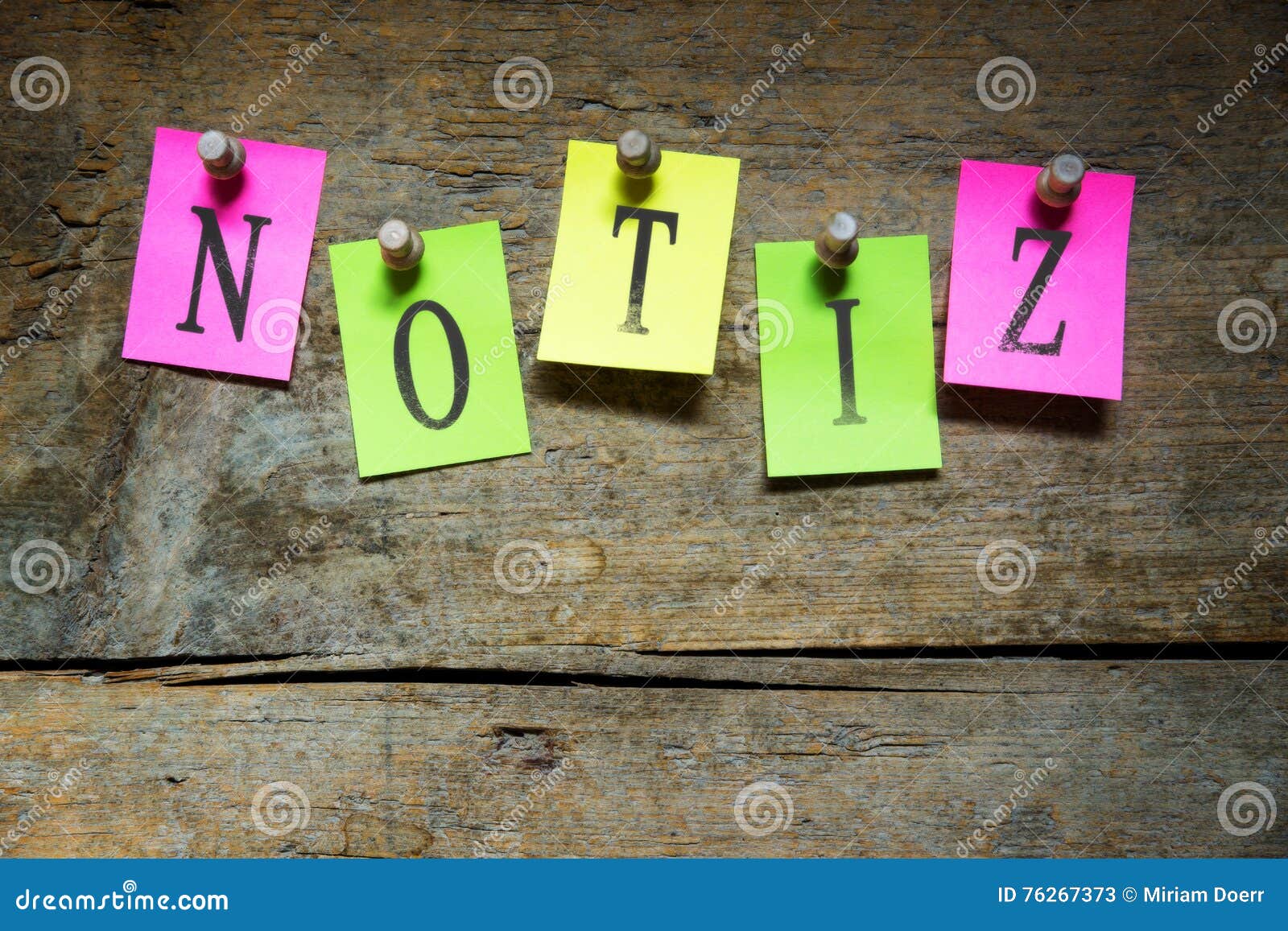 Notice with the German Word for Note Stock Image - Image of stickies ...