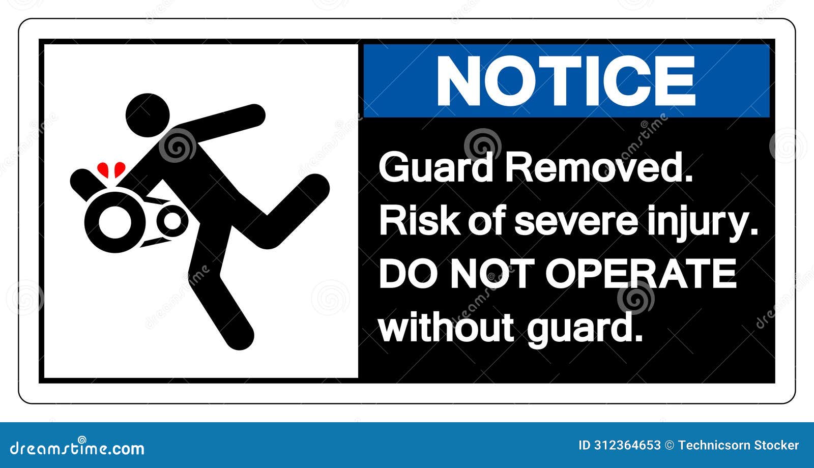 Notice Guard Remove Risk of Severe Injury Symbol Sign ,Vector ...