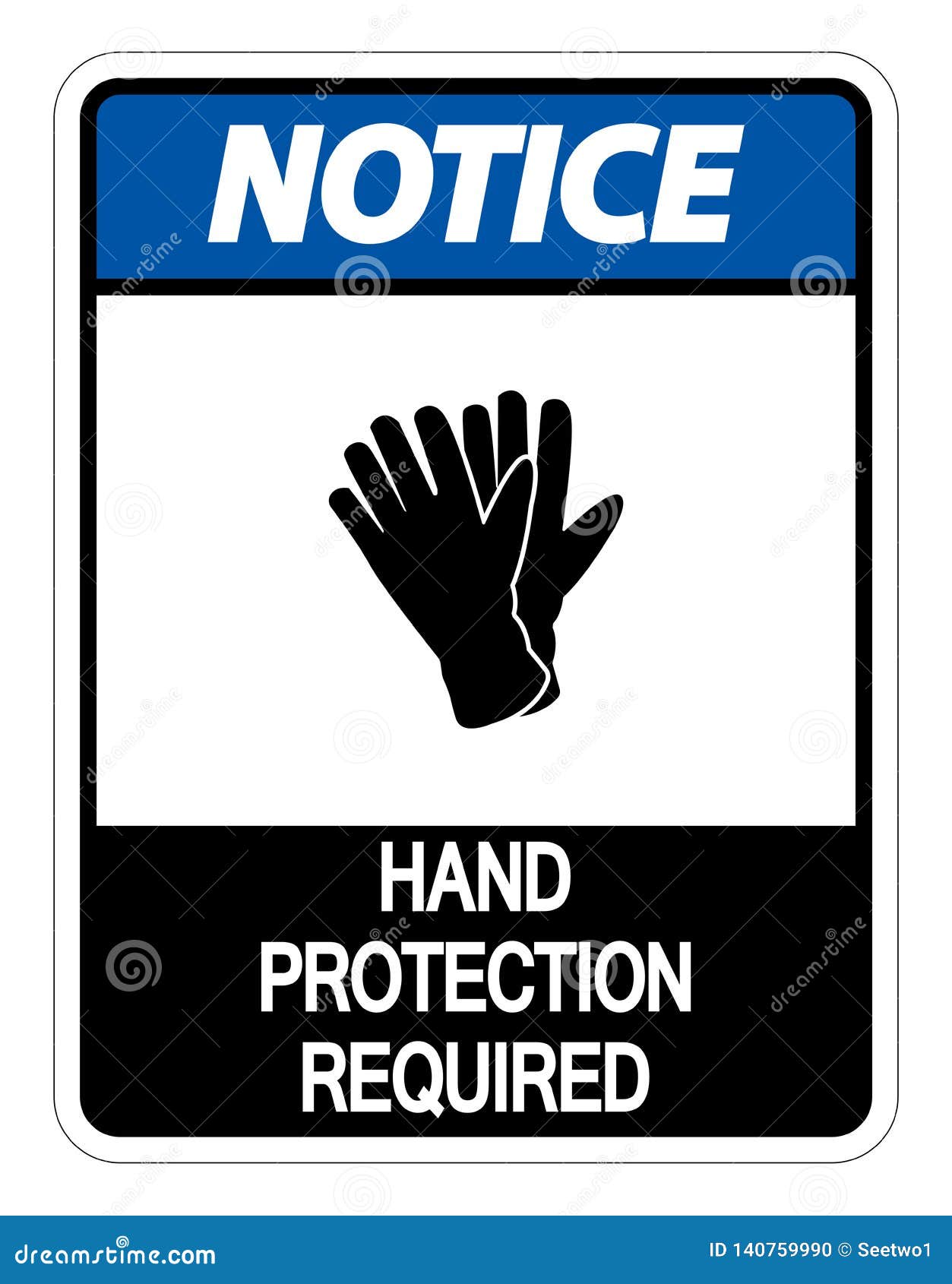 Symbol Notice Hand Protection Required Sign on White Background Stock ...